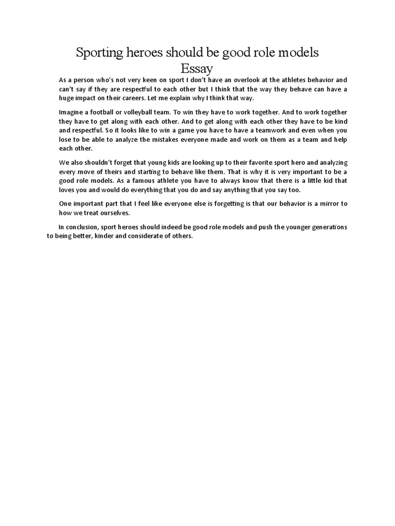 Sporting Heroes Should Be Good Role Models | PDF