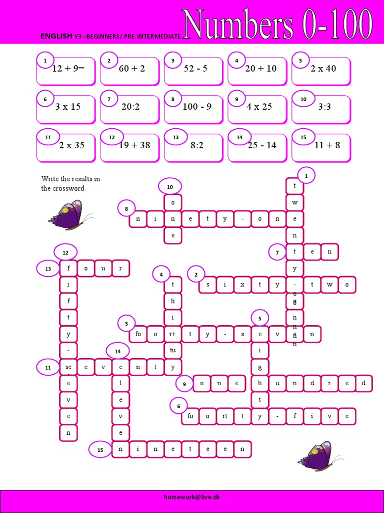 English: Write The Results in The Crossword | PDF