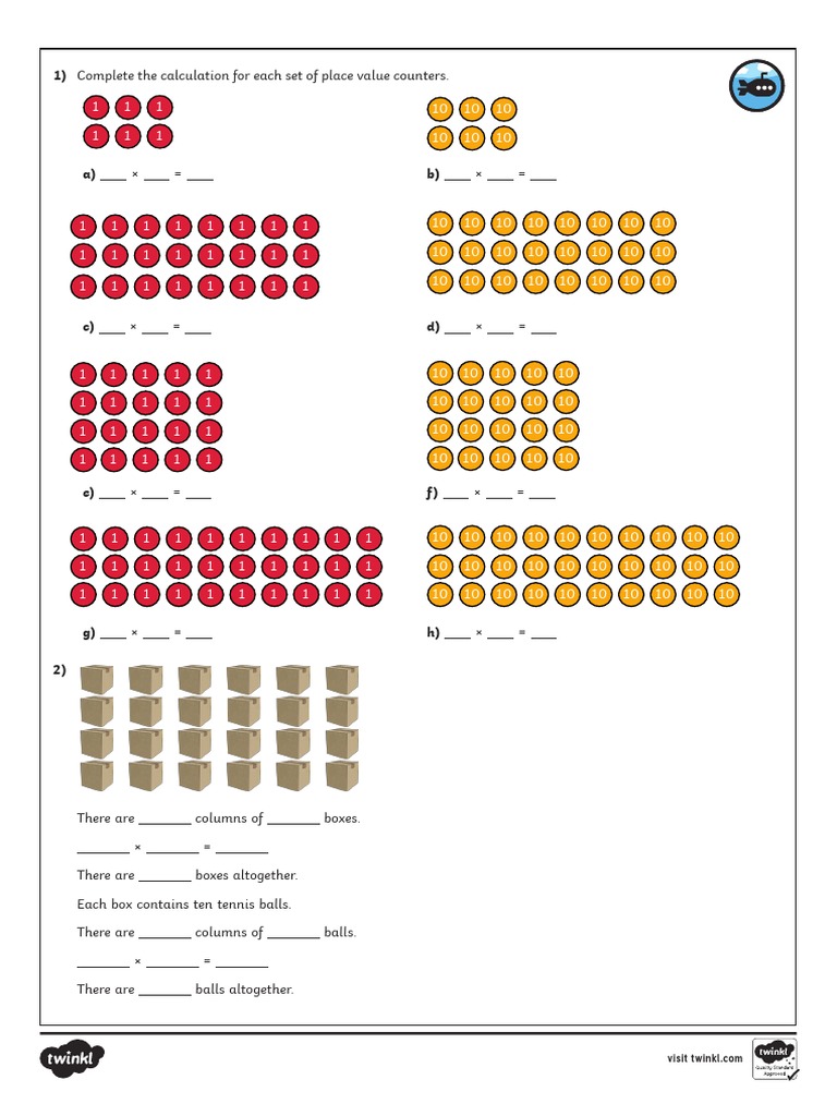 1) Complete The Calculation For Each Set of Place Value Counters | PDF ...