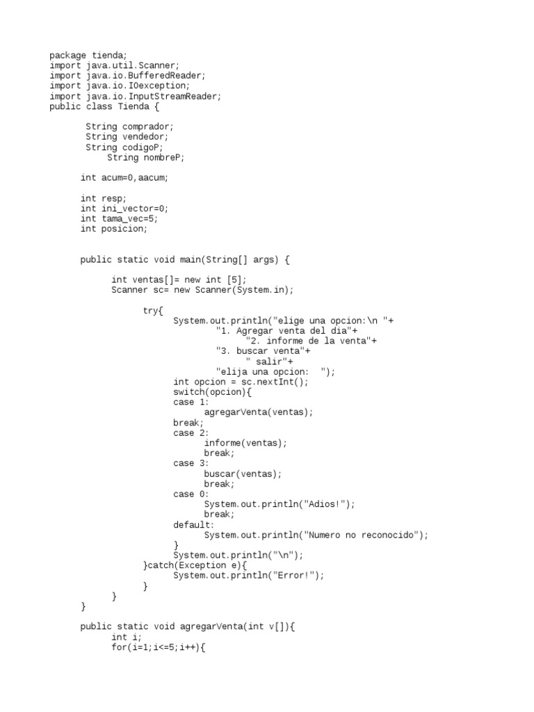 Código en Java para Tienda de Abarrotes | PDF | Programación de ...