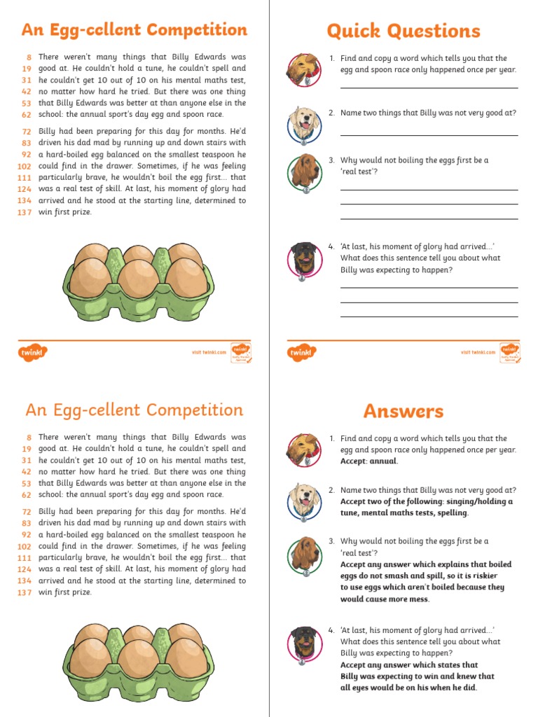 Egg-cellent Race: Questions & Answers | PDF