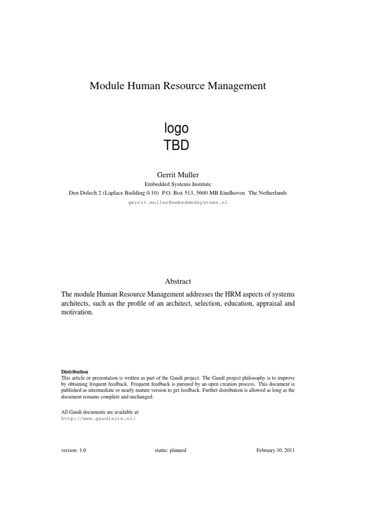 Logo TBD: Module Human Resource Management | PDF | Expert | Creativity