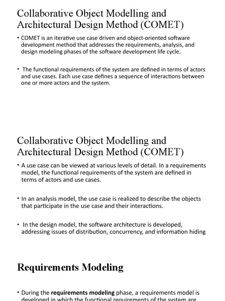 Collaborative Object Modelling and Architectural Design Method (COMET) | PDF | Use Case ...