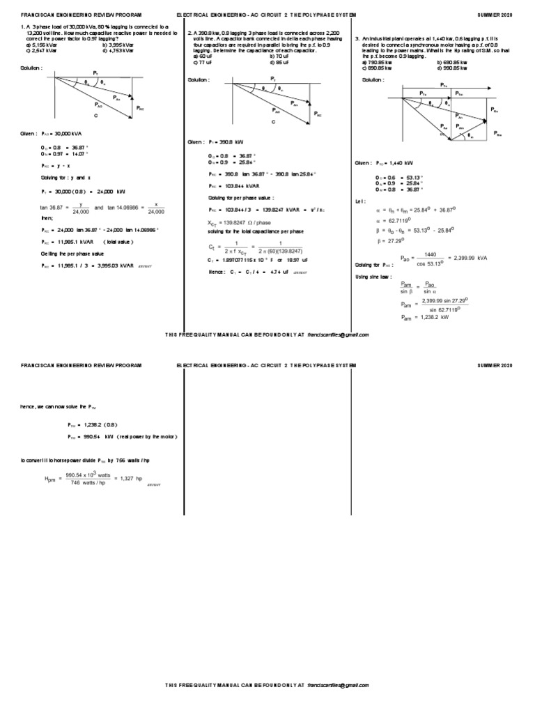 Power Factor Sample Problems | PDF | Electric Power | Physics