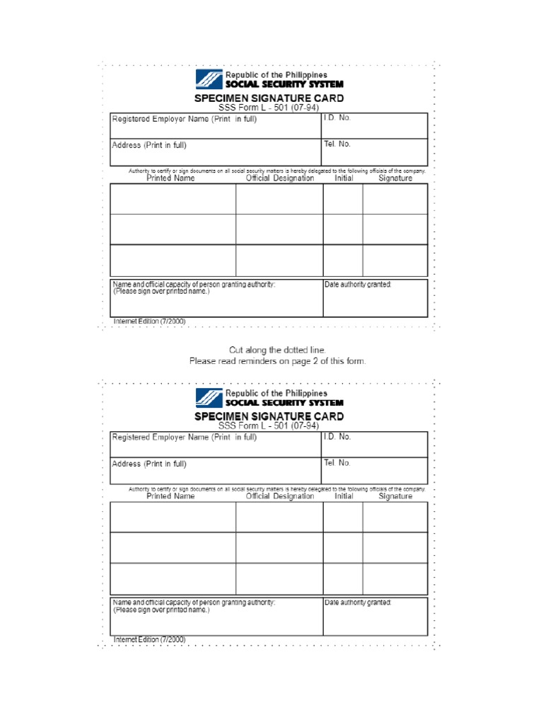 Specimen Signature Card | PDF