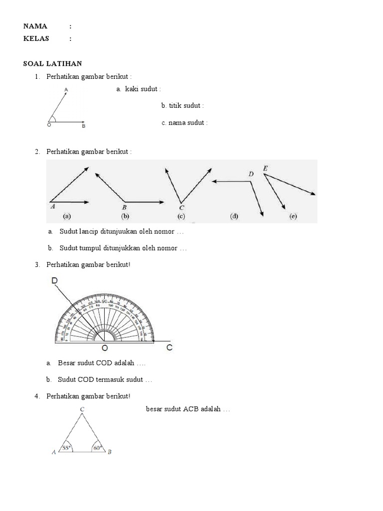 Latihan Soal Sudut Kelas 4 | PDF