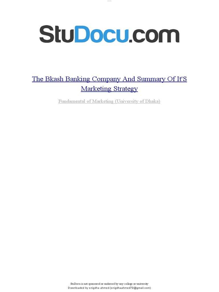 The Bkash Banking Company and Summary of It'S Marketing Strategy | PDF ...