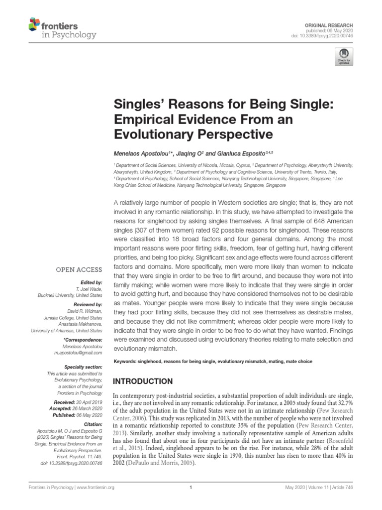 Singles Reason For Being Single | PDF | Behavioural Sciences | Psychology