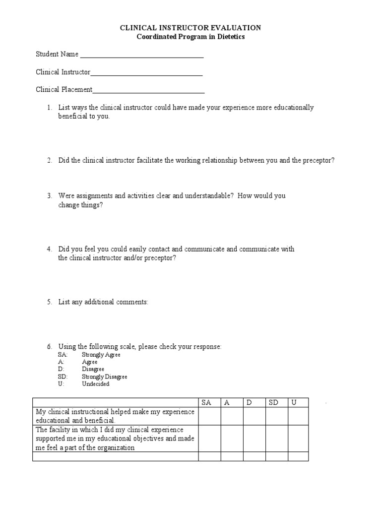 Clinical Instructor Evaluation | PDF | Career & Growth