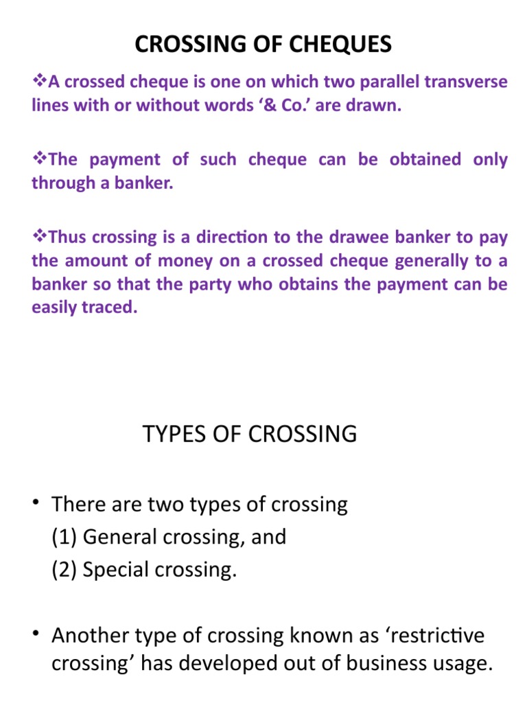 Types of Cheque Crossing Explained | PDF | Finance & Money Management