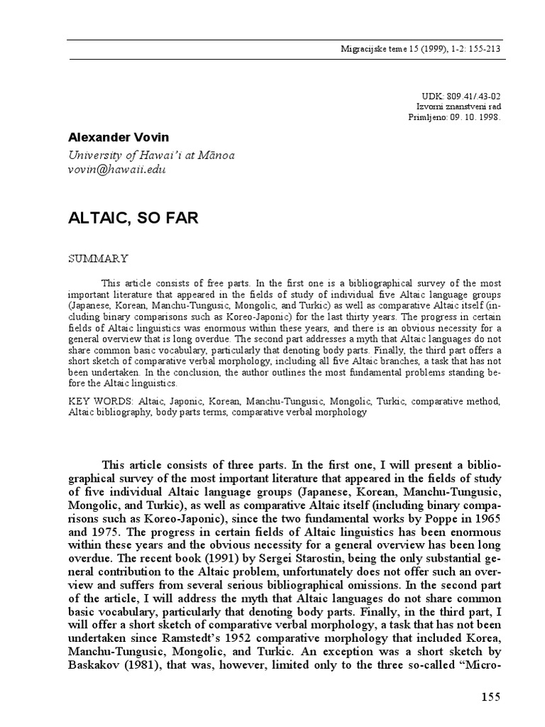 Altaic Linguistics: Bibliography & Analysis | PDF | Mongols | Human ...