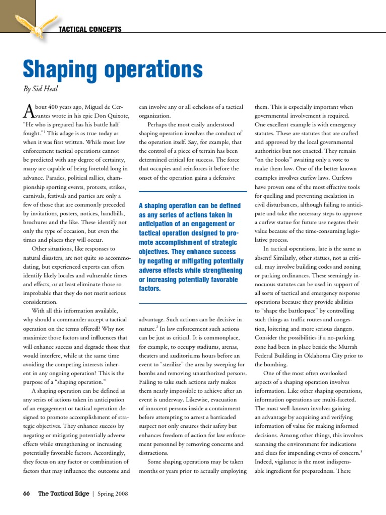 Shaping Operations: Tactical Concepts | PDF | Information | Unrest