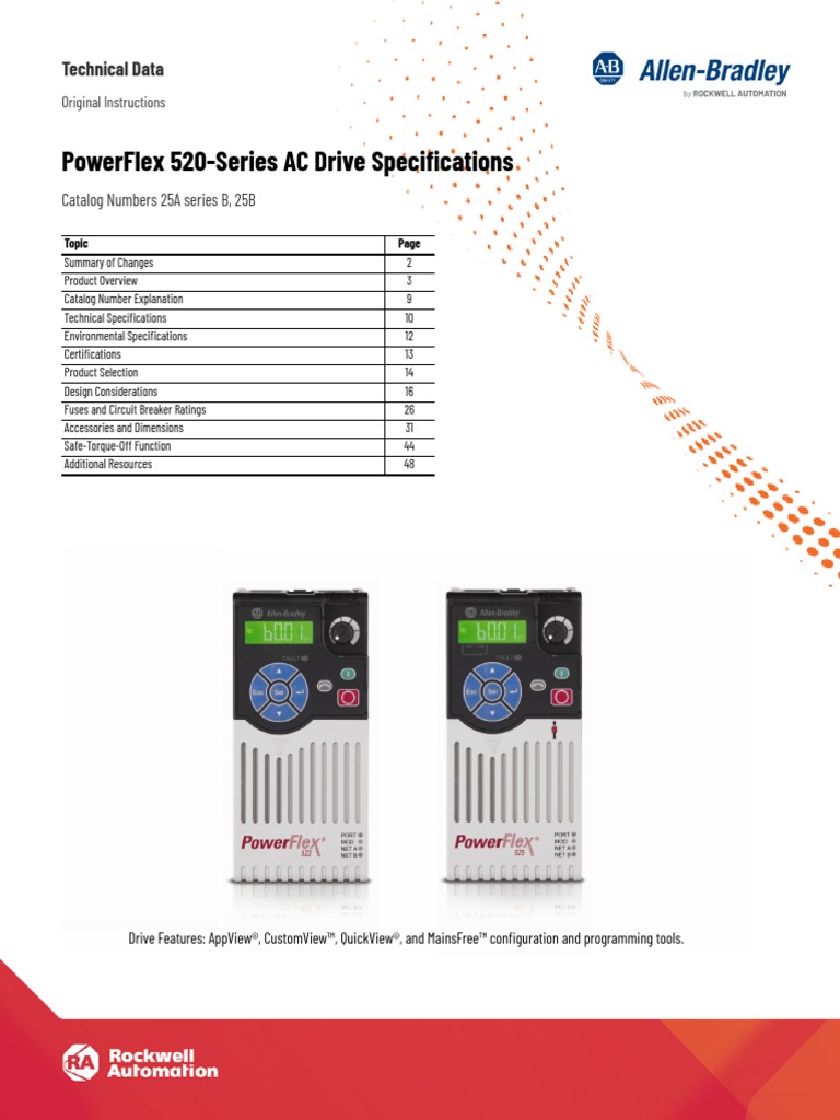 Powerflex 520-Series Ac Drive Specifications: Technical Data | PDF | Electric Motor | Relay