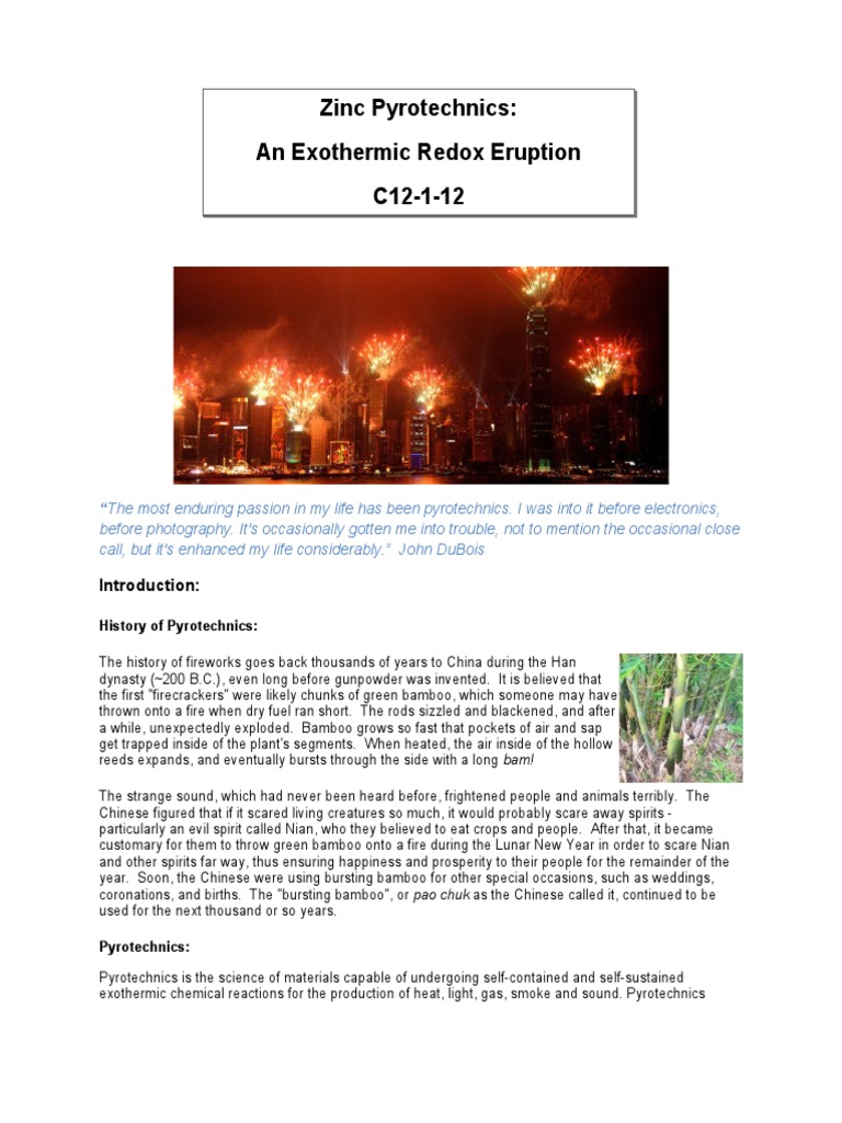 Zinc Pyrotechnics C12!1!12 | PDF | Redox | Fireworks