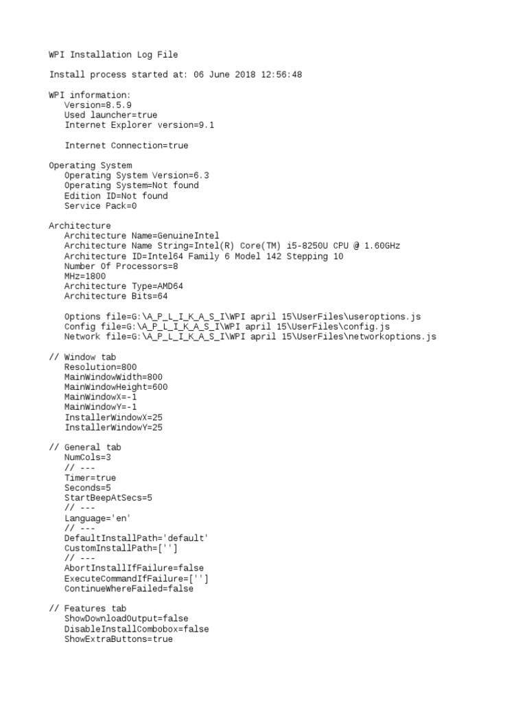 WPI Installation Log File Analysis | PDF | Operating System Families | System Software