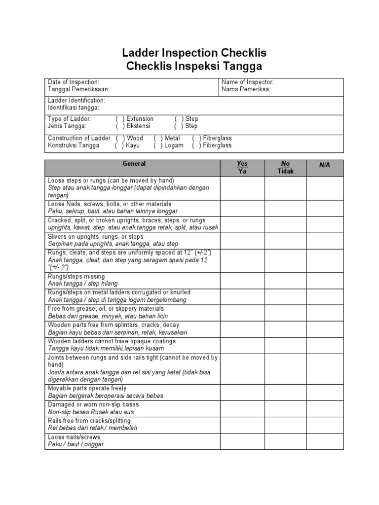Checklis Inspeksi Tangga | PDF