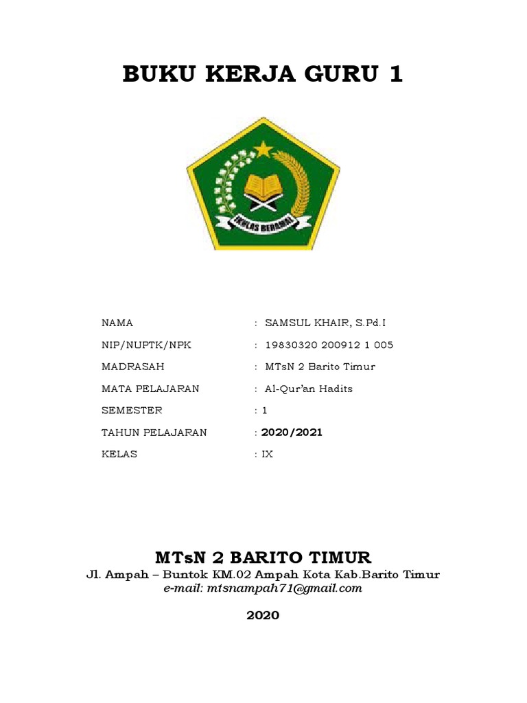 Cover Buku Kerja Guru 1 | PDF