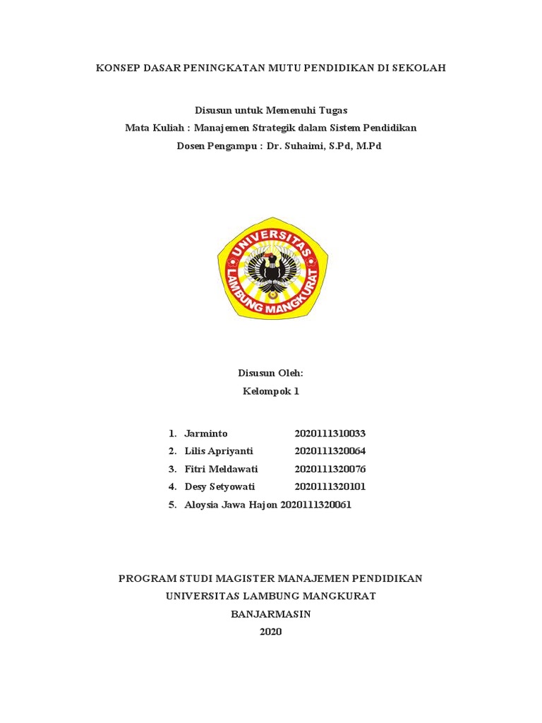 1 Makalah Konsep Dasar Peningkatan Mutu Pendidikan Di Sekolah | PDF