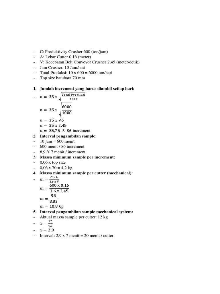 Perhitungan Mechanical Sampling | PDF
