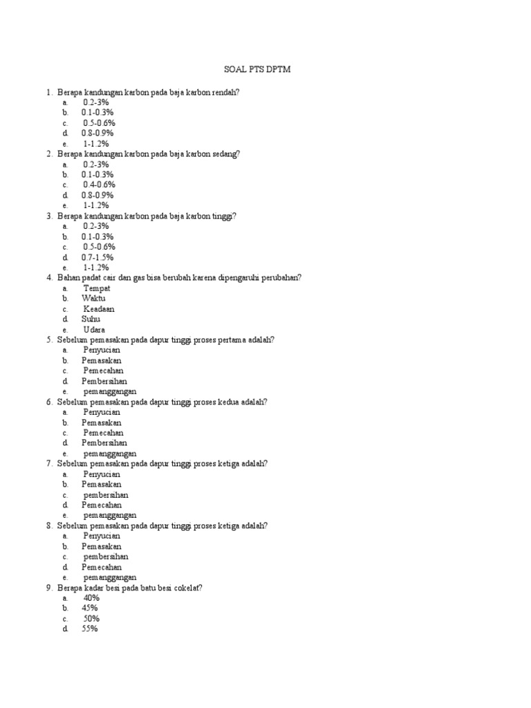 Soal Pts - 1 DPTM & PDTM | PDF