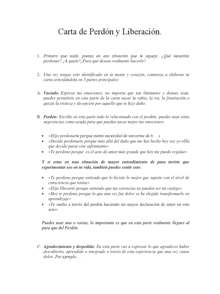 Carta de Perdón y Liberación | PDF