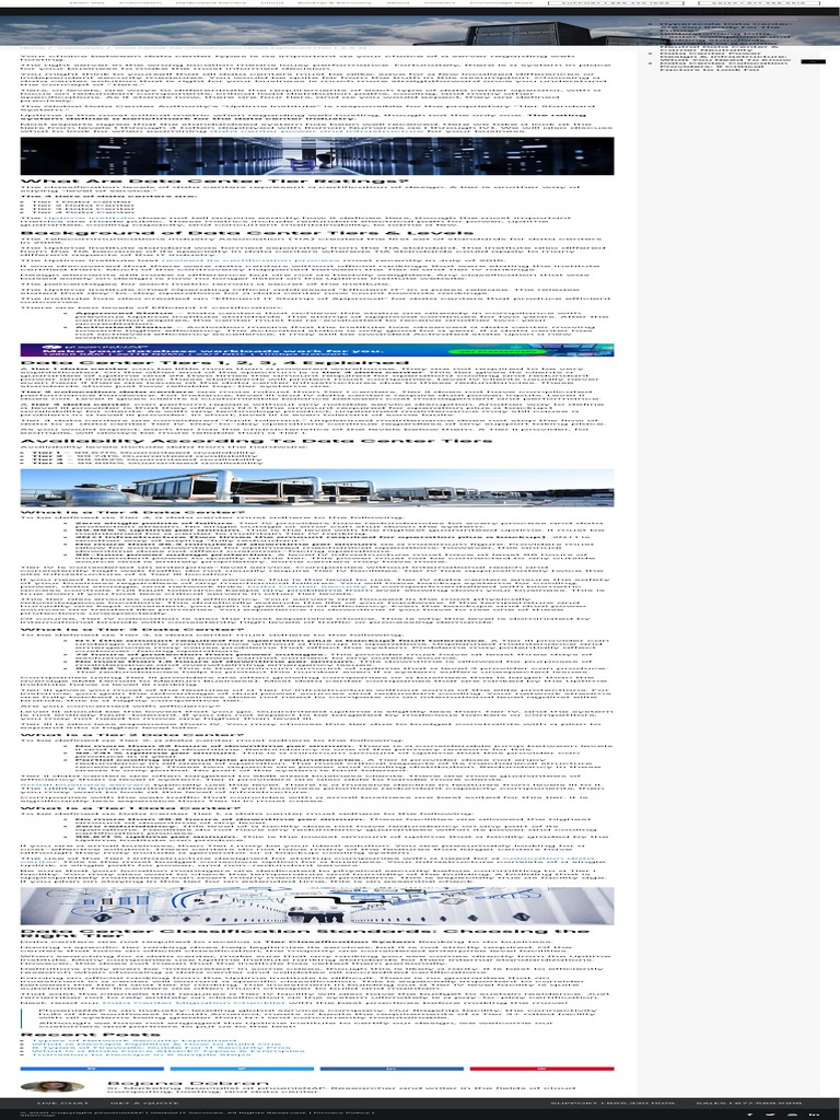 Data Center Tiers Classification Explained - (Tier 1, 2, 3, 4) | PDF ...