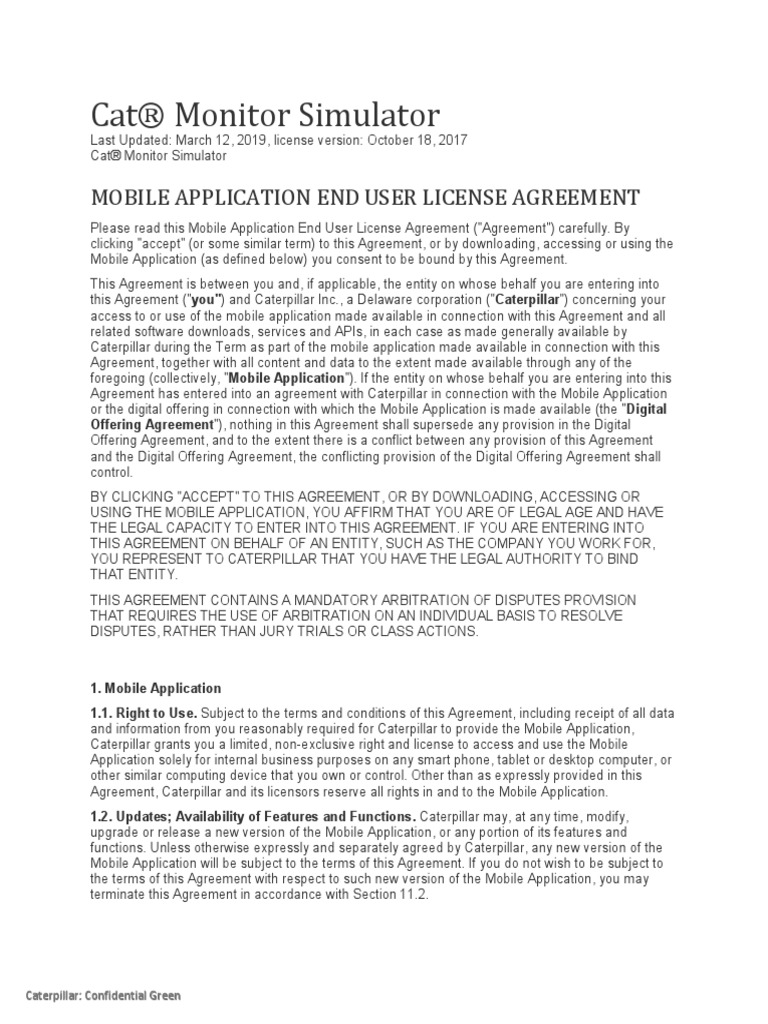 Cat® Monitor Simulator: Mobile Application End User License Agreement ...