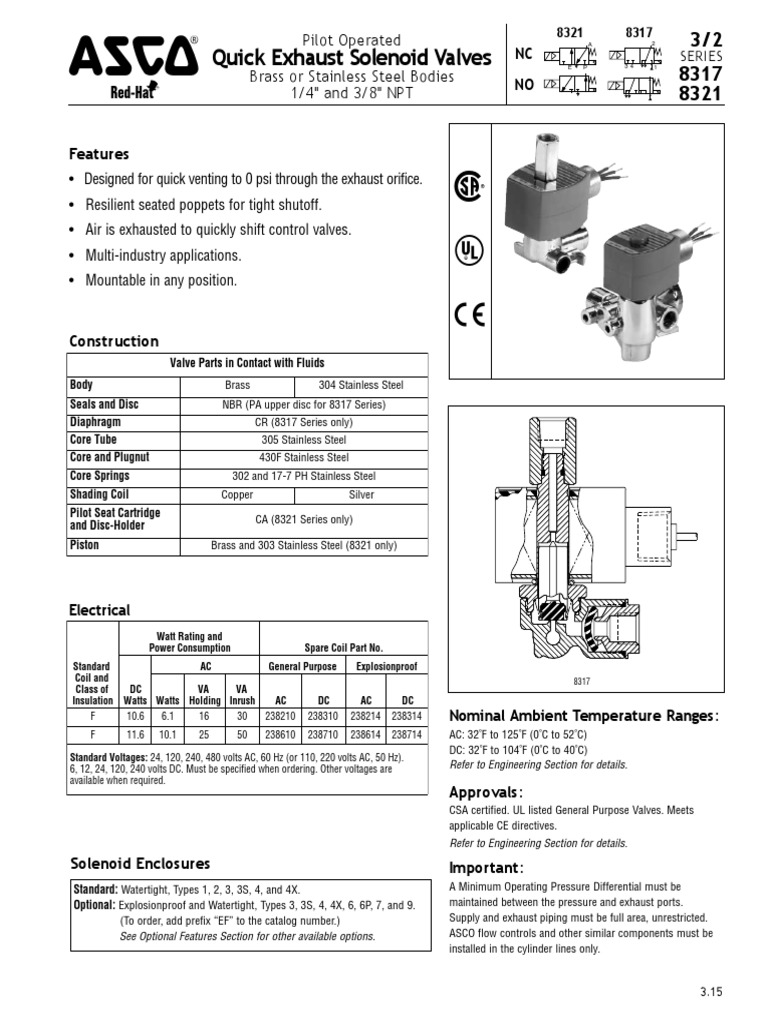 ASCO SolenoidValves 8317 - 8321 | PDF | Valve | Alternating Current