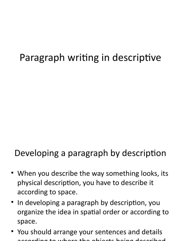 Praragraph Writing in Descriptive | PDF | Preposition And Postposition ...