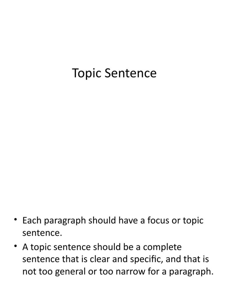 Topic Sentence | PDF