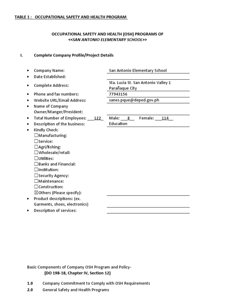 Bosh Osh Program Template 11.11.2020 | PDF | Personal Protective ...