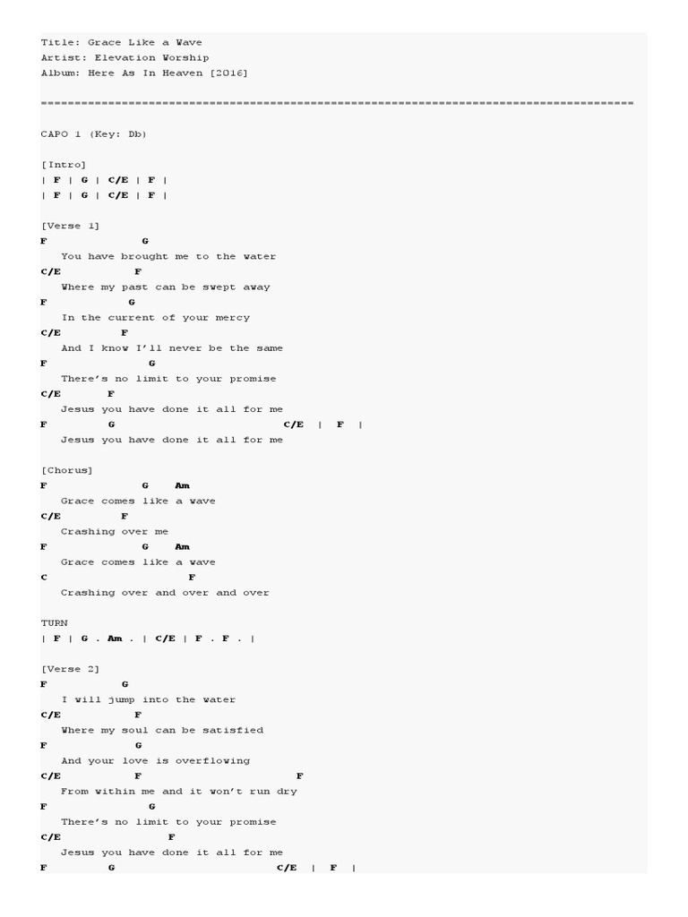 Grace Like a Wave Lyrics and Chords | PDF | Song Structure | Musical Forms