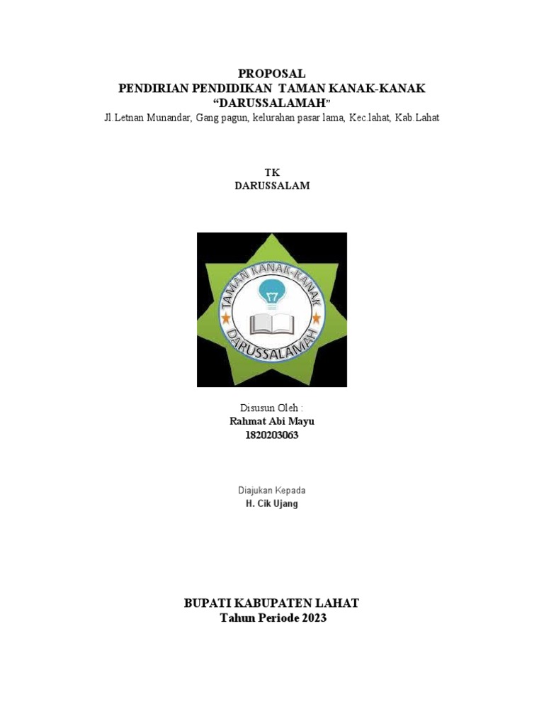 Proposal TK Darussalam (Fixs) | PDF