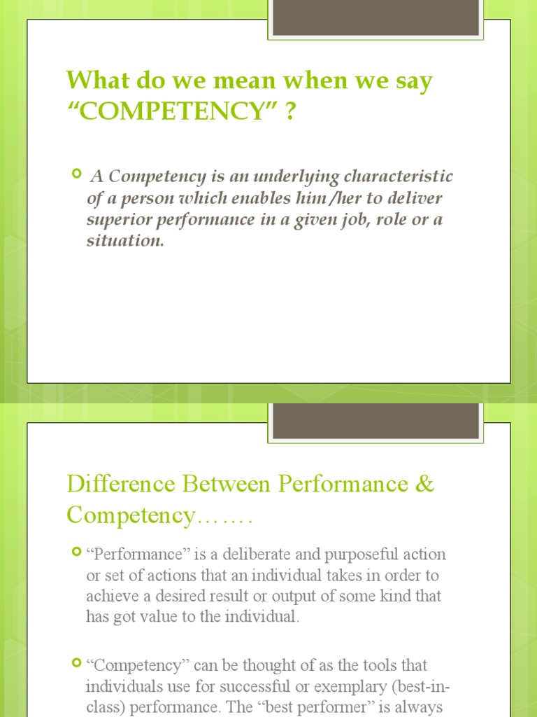 What Do We Mean When We Say "Competency" ? | PDF | Competence (Human ...