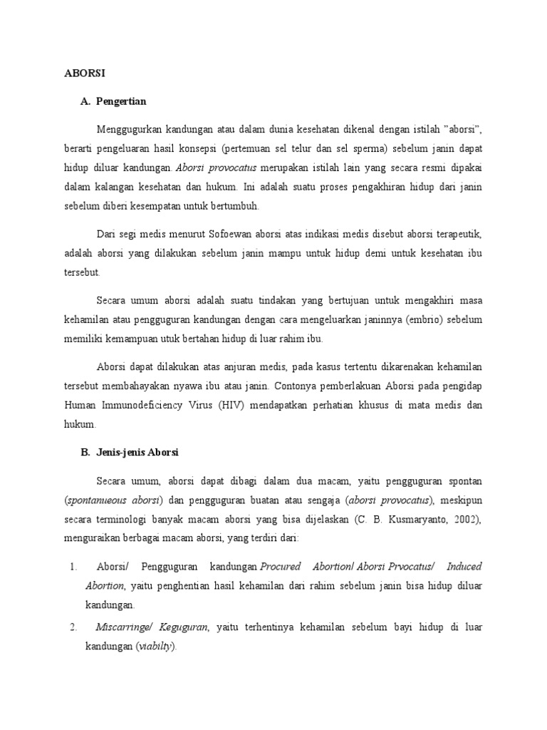 Jenis-Jenis Aborsi dan Penjelasannya | PDF | Pengembangan Diri ...
