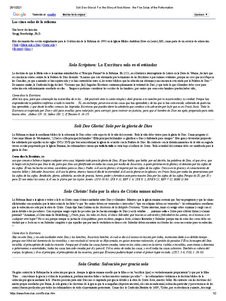 Soli Deo Gloria! For The Glory of God Alone - The Five Solas of The ...