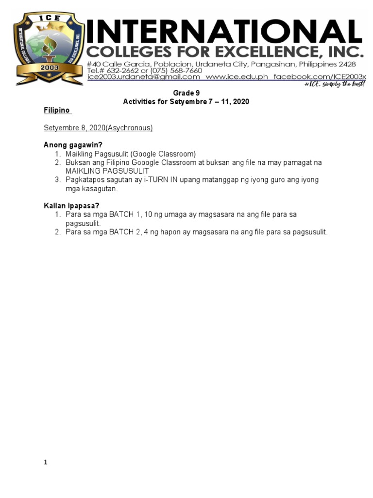 Asynchronous Activity-Filipino-9 | PDF