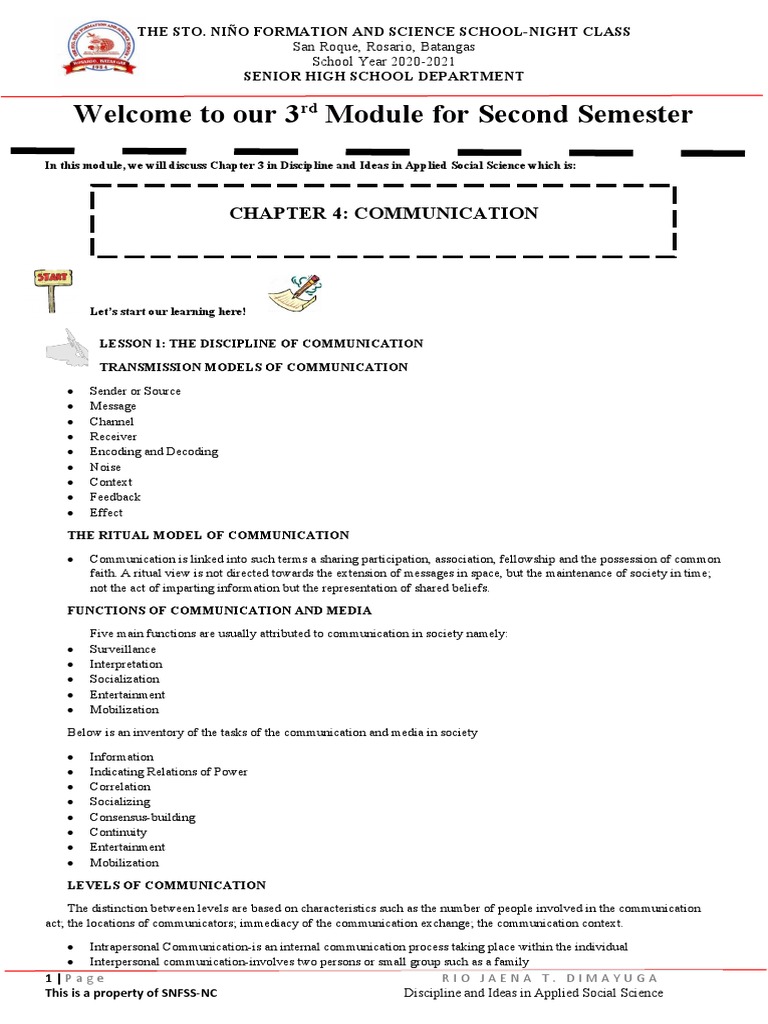 Welcome To Our 3 Module For Second Semester: Chapter 4: Communication ...