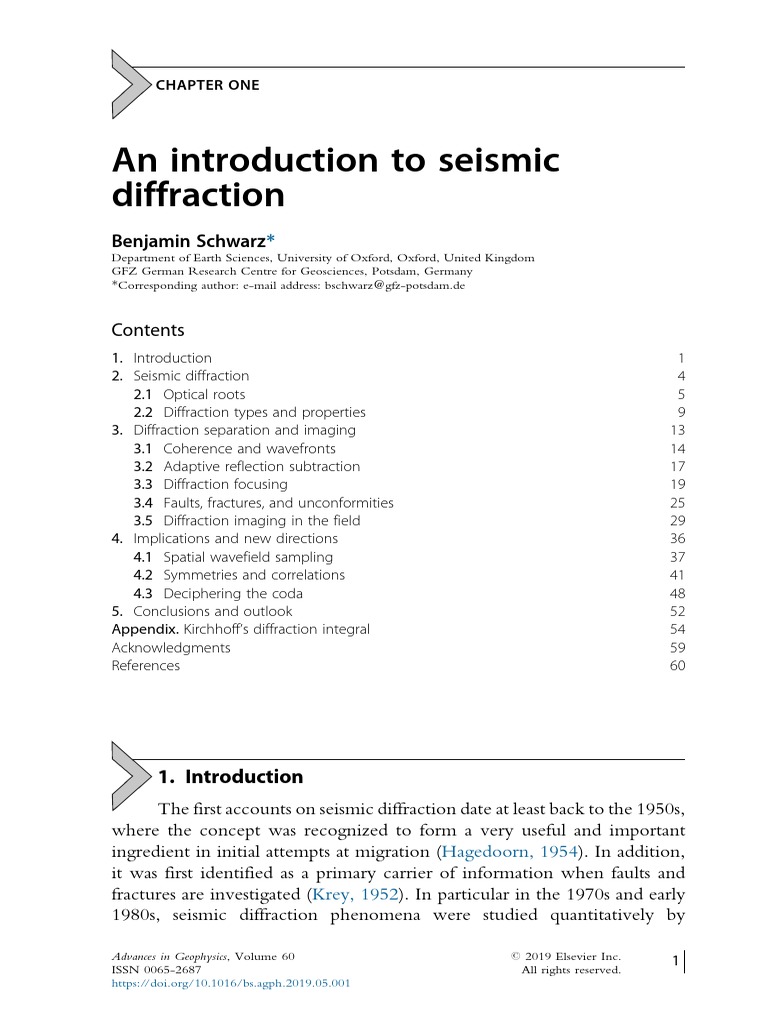 An Introduction To Seismic Diffraction. Advances in Geophysics | PDF ...