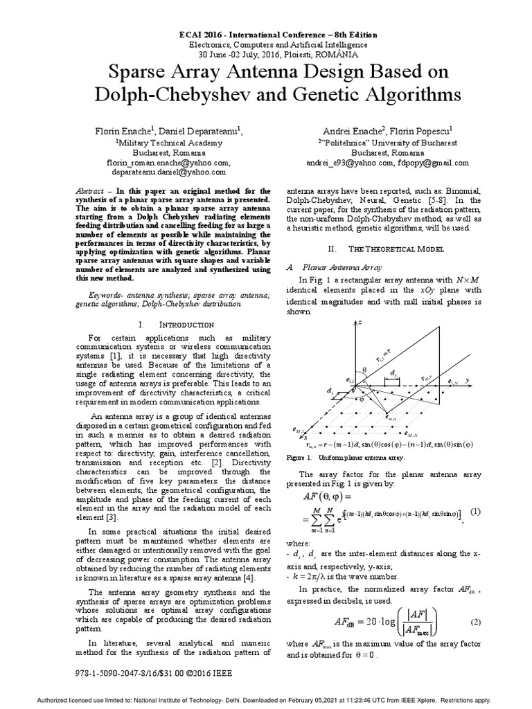Sparse Array Antenna Design Based On Dolph-Chebyshev and Genetic Algorithms | Download Free PDF ...