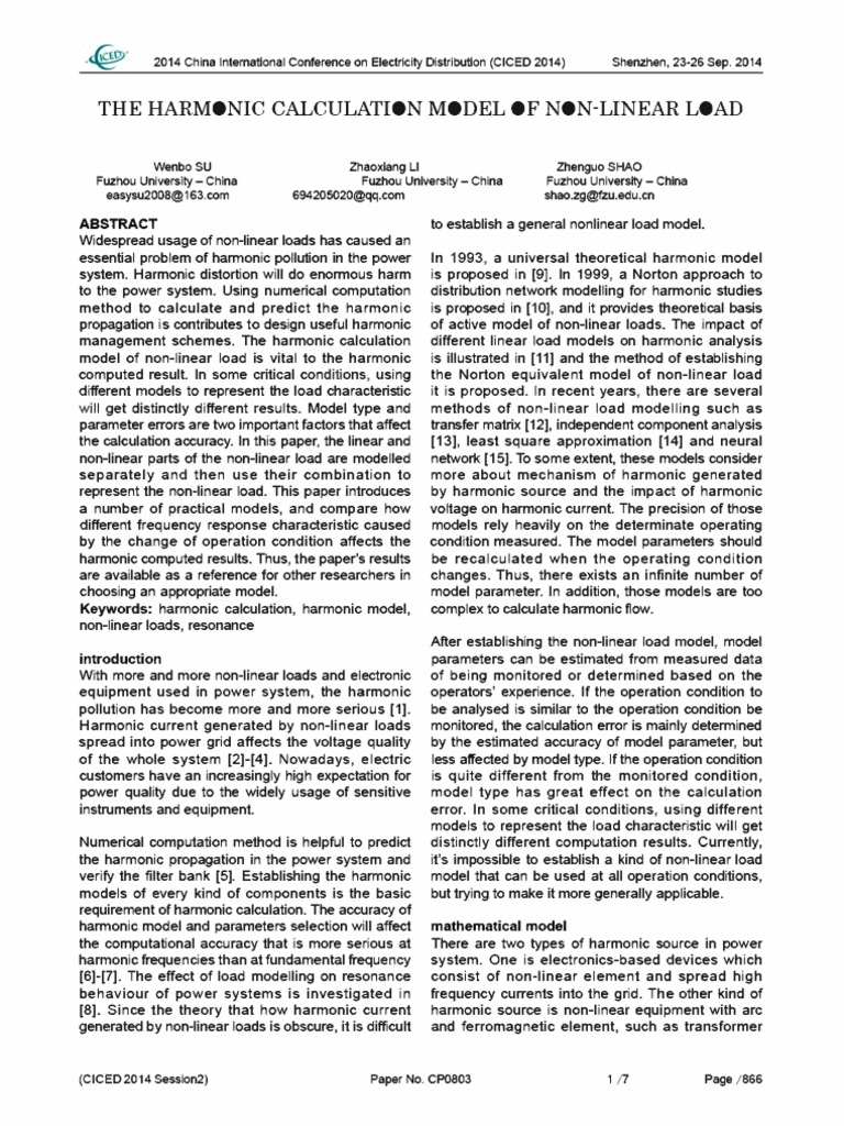 Modeling Non-Linear Loads: An Analysis of Harmonic Calculation Methods and Their Impact on ...