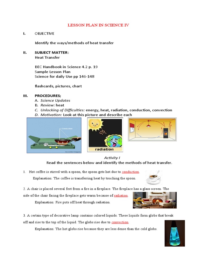 Lesson Plan in Science IV | PDF | Heat Transfer | Convection