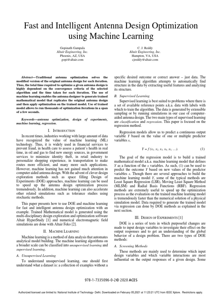 Fast and Intelligent Antenna Design Optimization Using Machine Learning ...