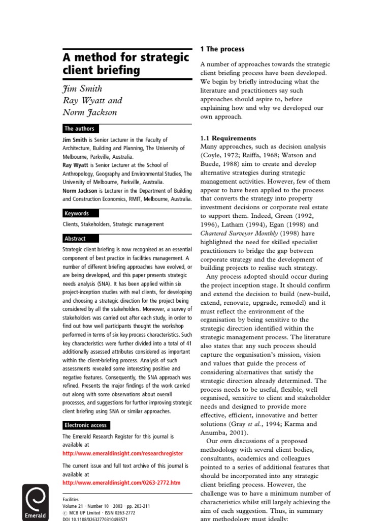 A_method strategic briefing[1] | Strategic Management | Decision Making