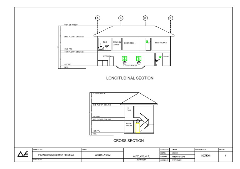 Architectural Section Drawings Depicting the Layout and Dimensions of a ...