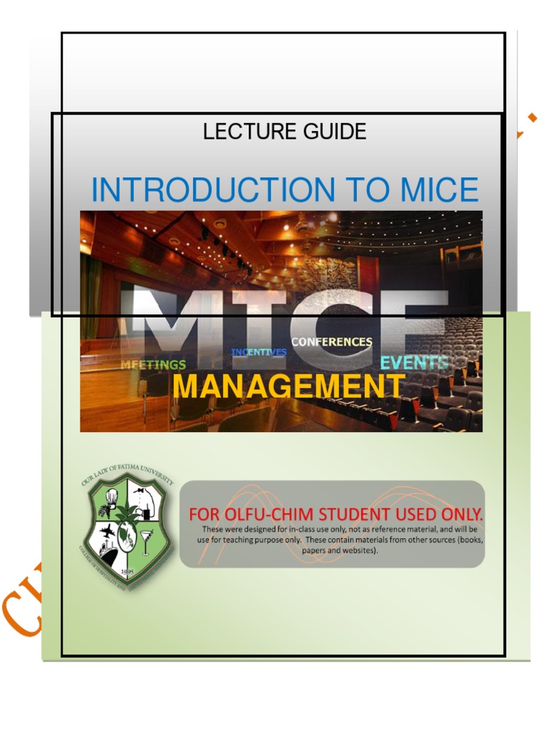 MICE Management Lecture Guide | PDF | Tourism | Economies