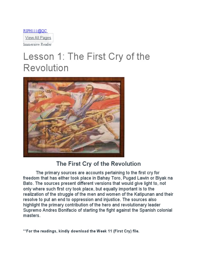 Lesson 1 The First Cry of The Revolution | PDF | Social Science | History