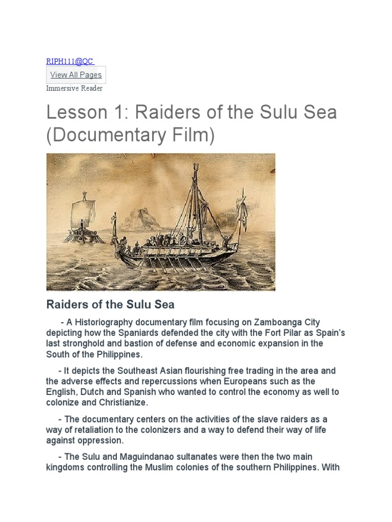 Lesson 1 Raiders of The Sulu Sea | PDF | Weaponry | Waterway And Maritime