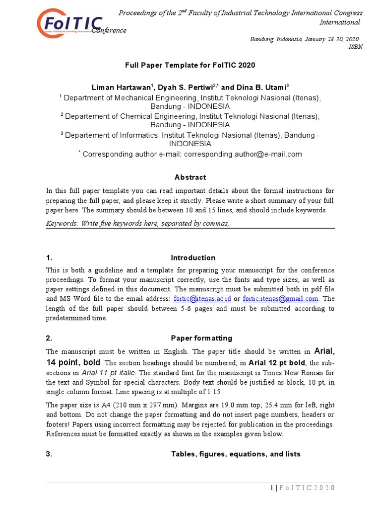Full Paper Template For Foitic 2020 Liman Hartawan, Dyah S. Pertiwi and ...