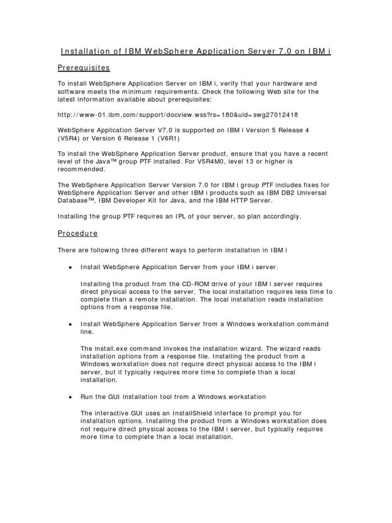 Installation of IBM WebSphere Application Server 7 On Iseries | PDF | Command Line Interface ...